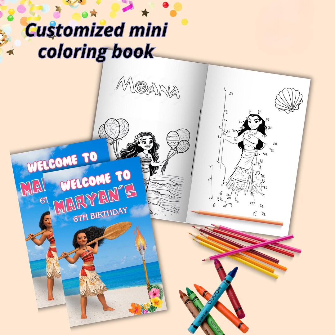 Editable Moana Mini Coloing Book, Moana 2 Coloring Book, Vaiana 2party ...