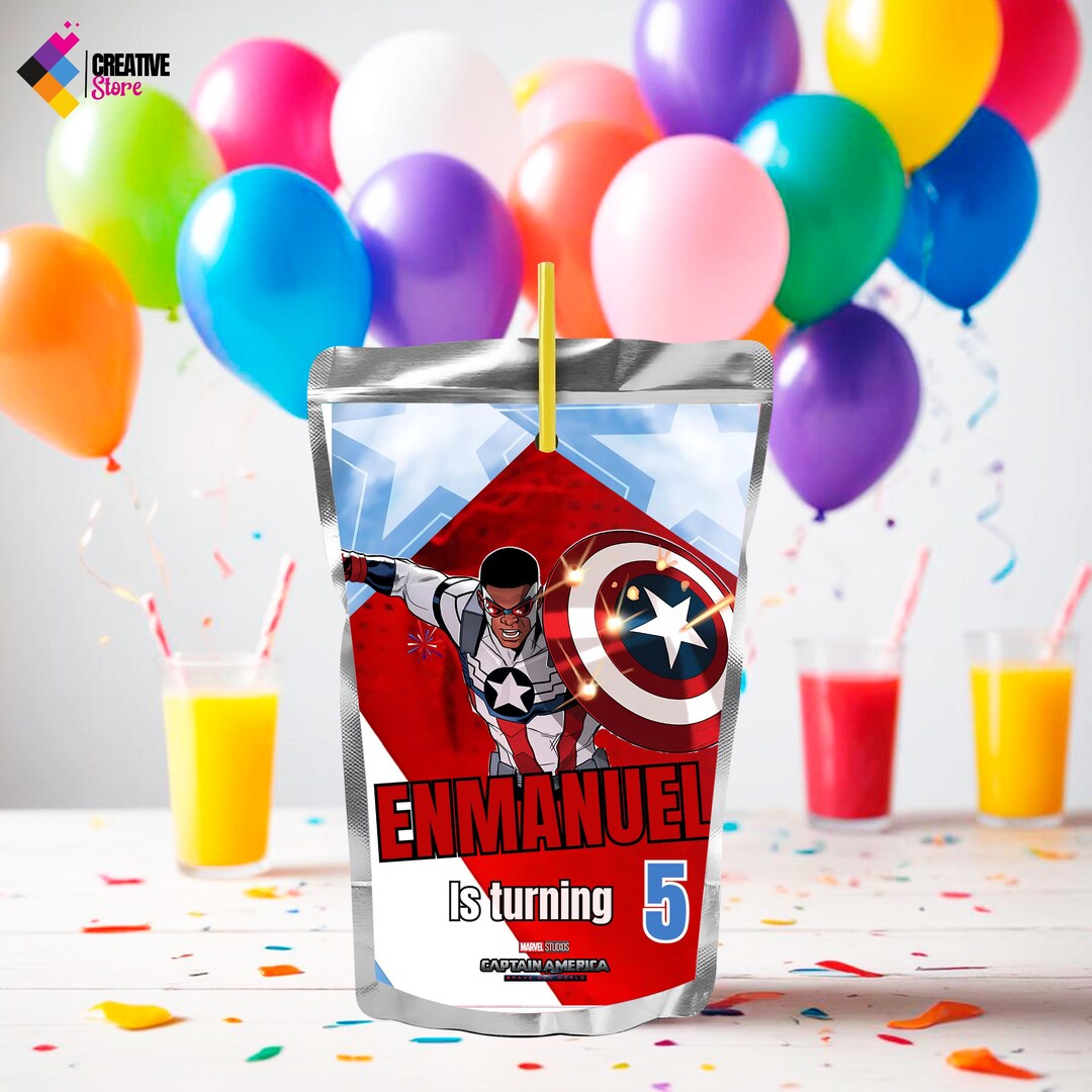 Editable Captain America New Brave World Caprisun Label, Fun Juice ...