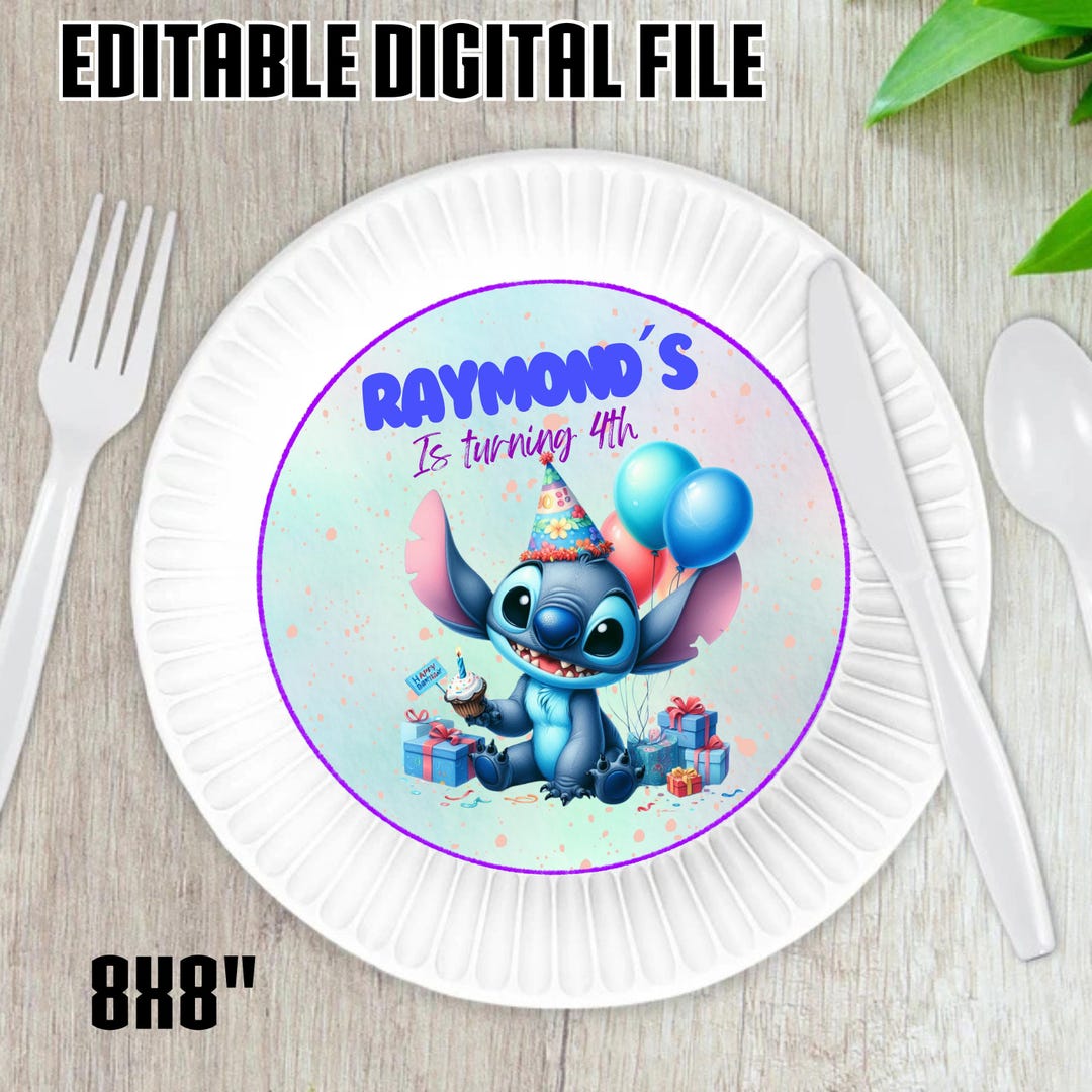 Editable Charger Plate Insert, Stitch Menu Plate, Stitch Charger Plate ...