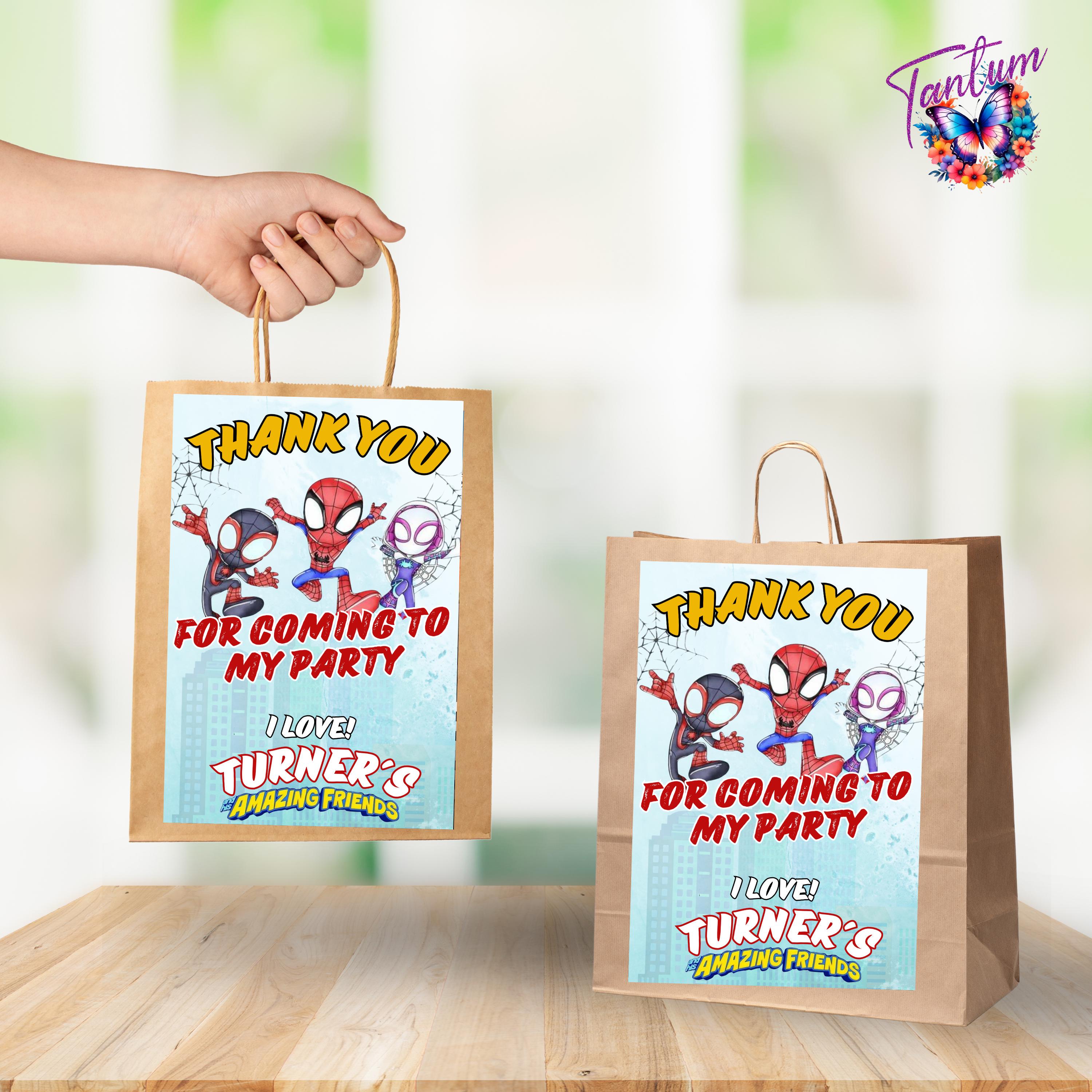Editable Spidey Gift Bag Tags, Spidey Treat Bags, Spidey Snack Bags ...