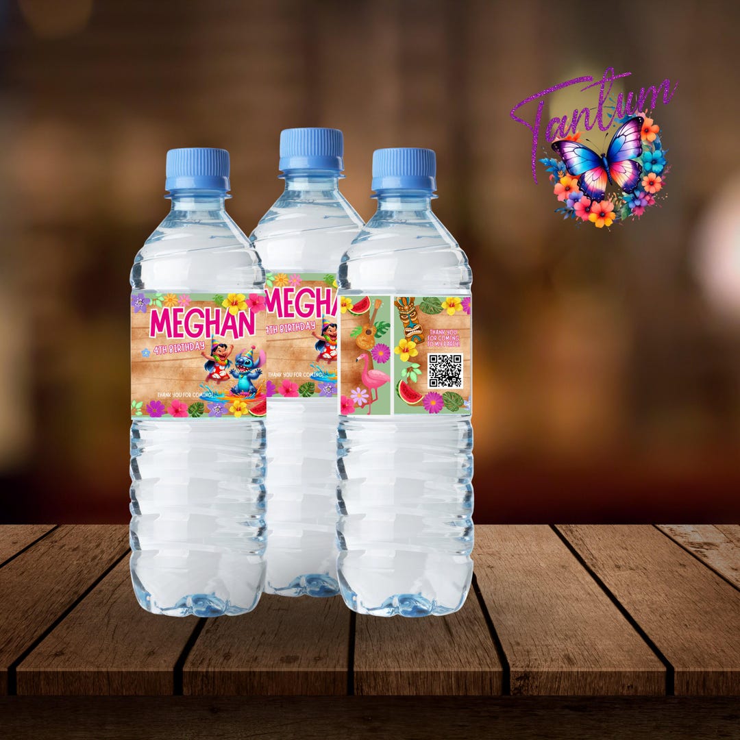 Lilo and Stitch Water Bottle Label, Editable Water Label, Lilo and ...