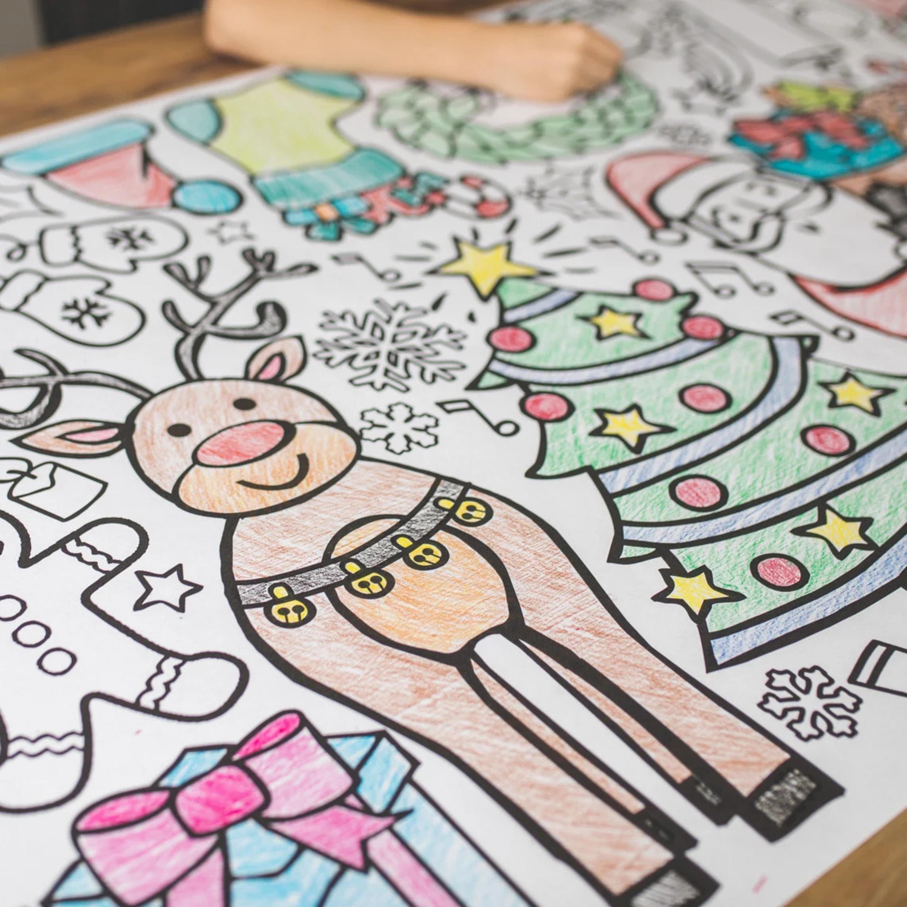 GIANT Christmas Coloring Poster or Table Cover Png Holiday Tablecloth ...