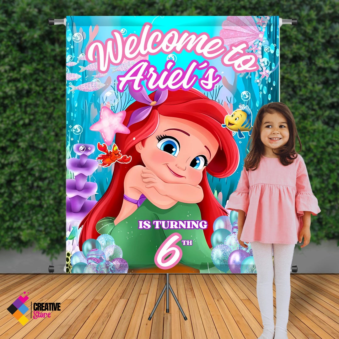 Little Mermaid Background Design, Personalized Banner, Little Mermaid ...