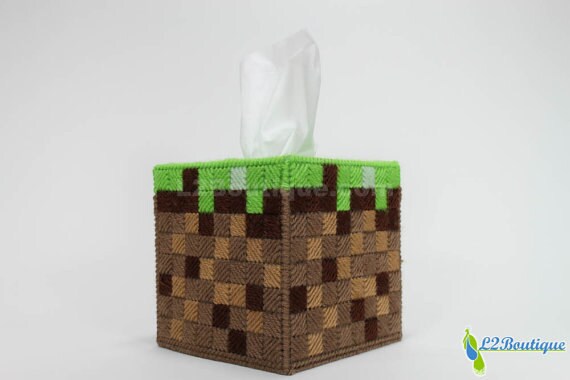 Green Grass Block Tissue Box Cover … Game Room Decor - Etsy