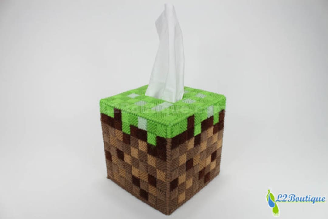 Green Grass Block Tissue Box Cover … Game Room Decor - Etsy