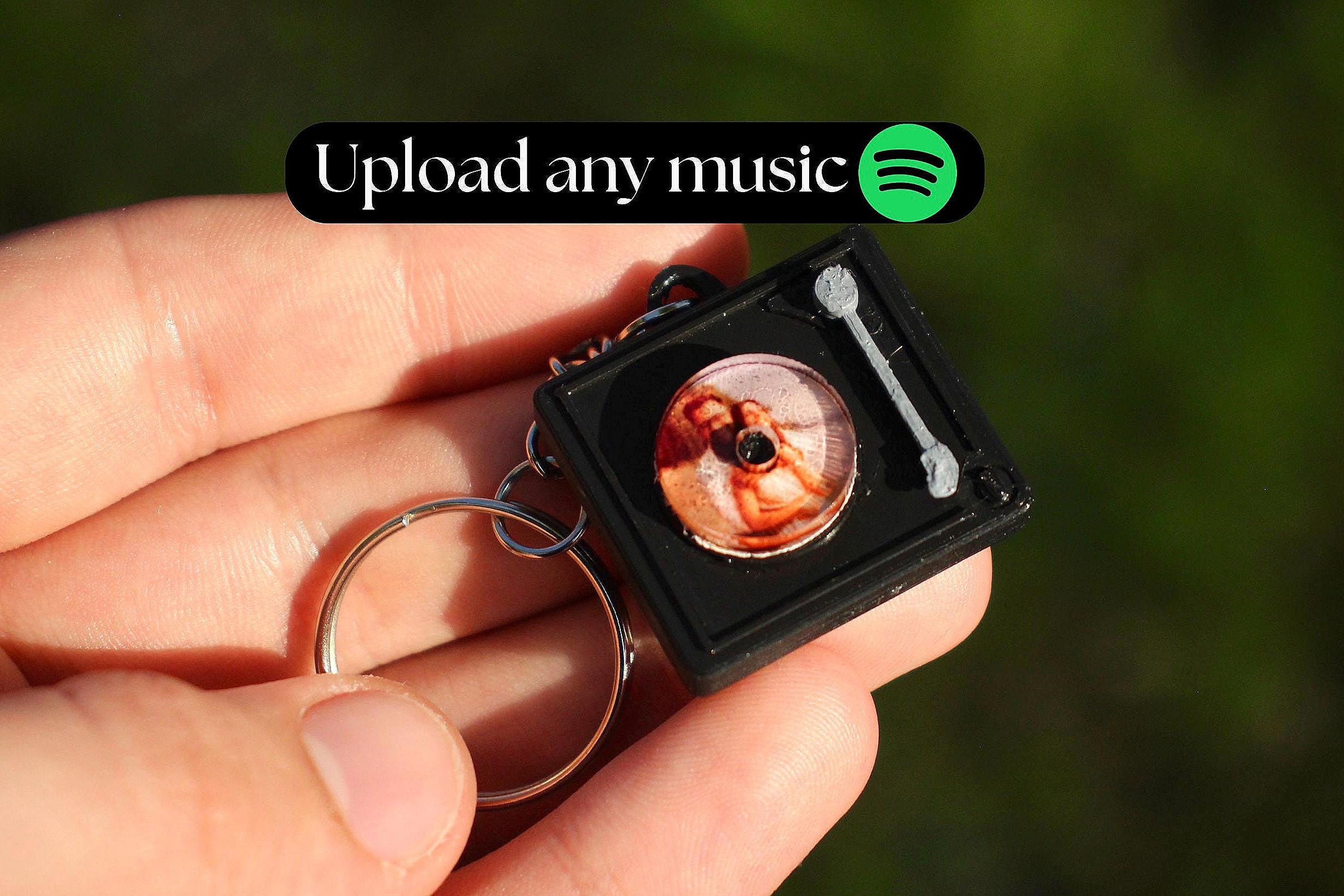 Personalised Miniature NFC Record Player Keychain | Custom Photo Mini NFC Cd/records ...