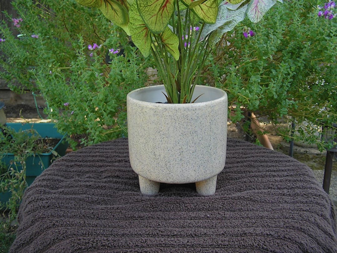 Ready -- to -- Ship -- Mocha Sprinkle Storm Footed Planter With Drip ...