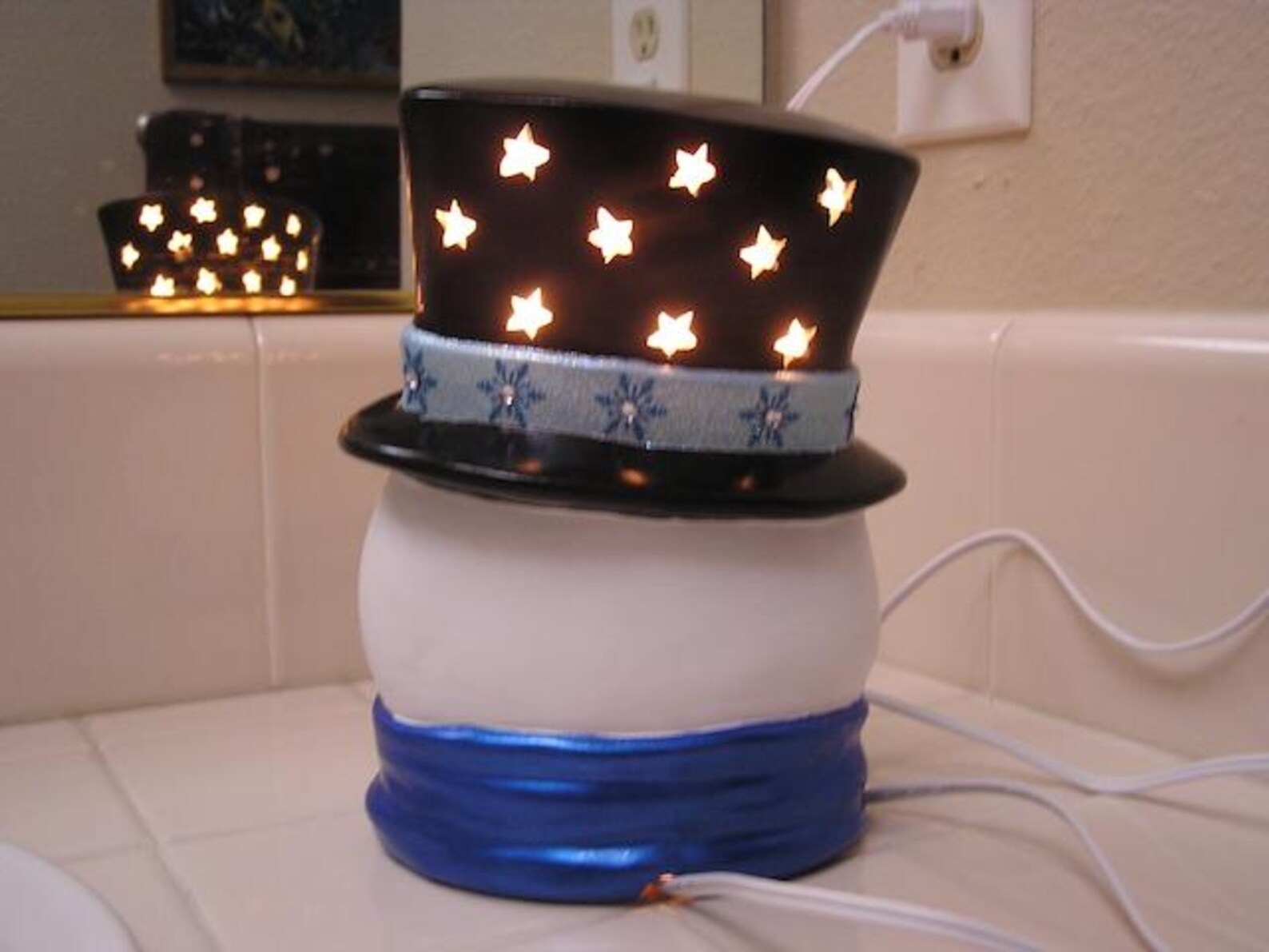 Lite up Winter Blues Snowman Desk/table Decor - Etsy