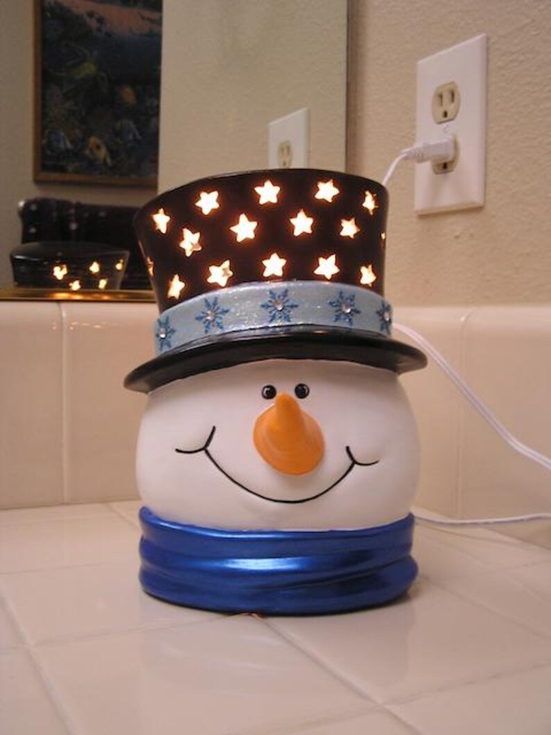 Lite up Winter Blues Snowman Desk/table Decor - Etsy