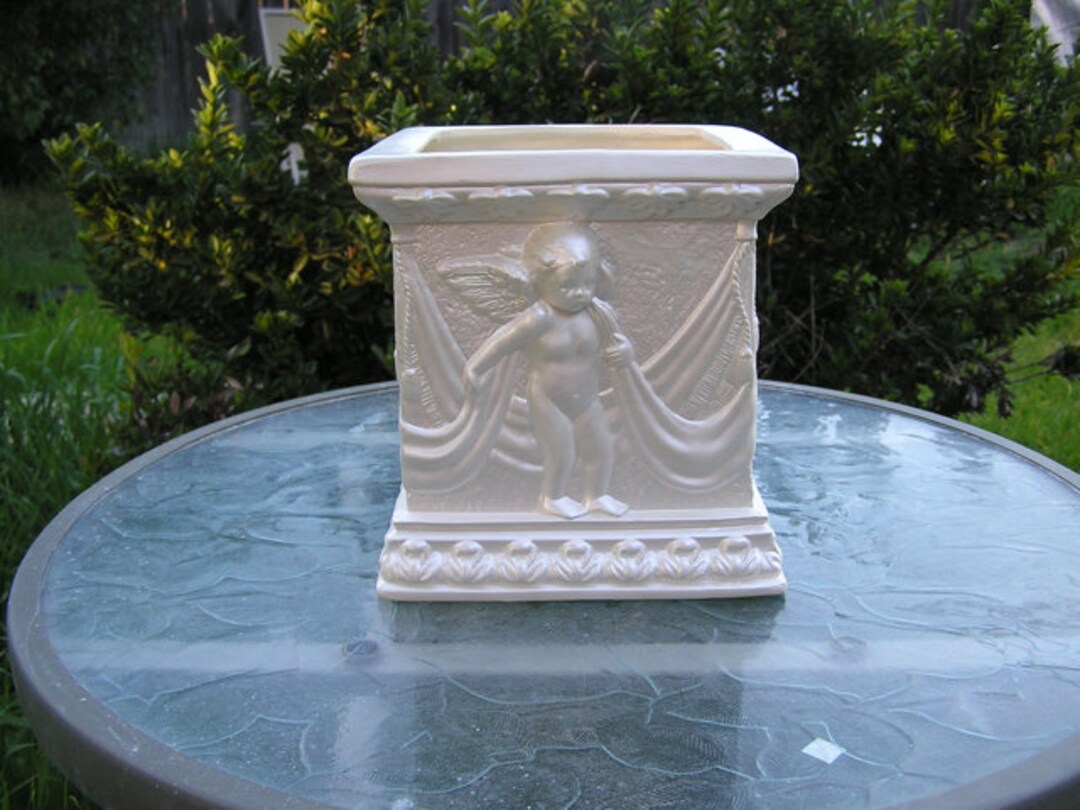 Elegant Square Angel/cherub Tissue Box Holder, Planter, Vase, Candy ...