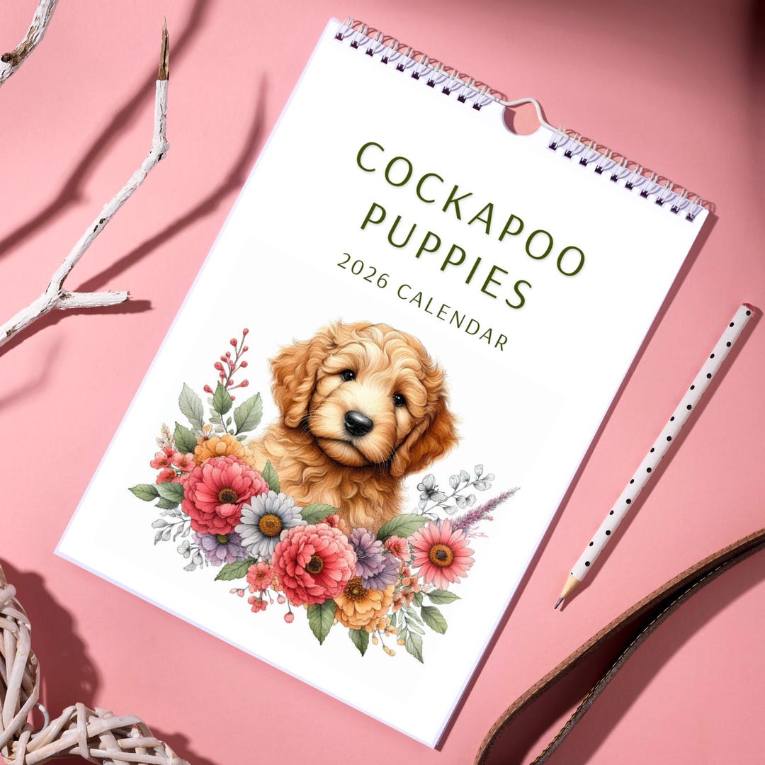 Personalised 2026 Cockapoo Wall Calendar | Size Medium or Large | UK ...