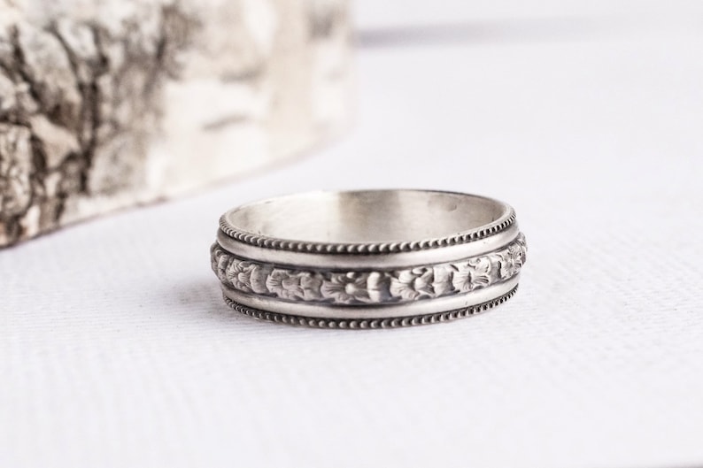 Floral Ring Sterling Silver Engravable Ring Secret Message | Etsy