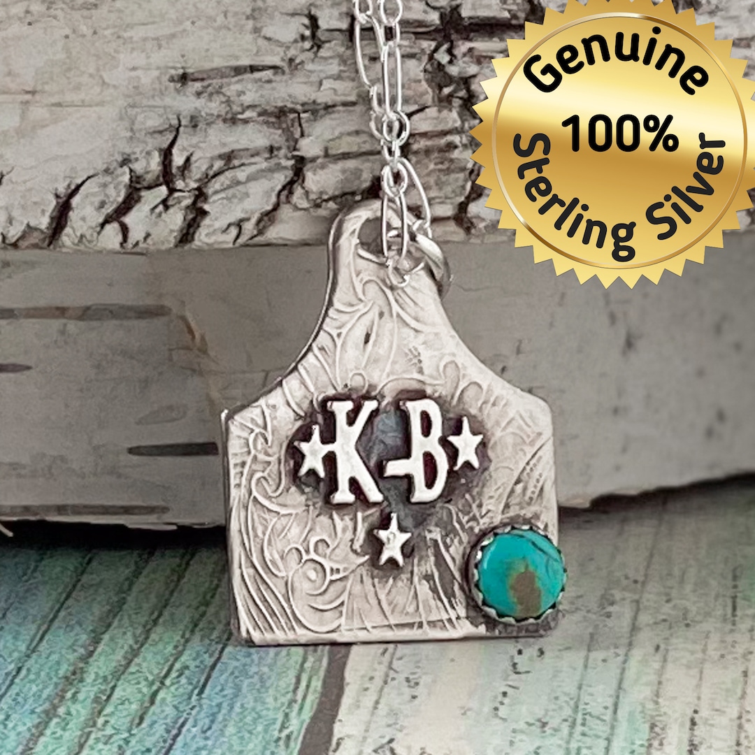 Cattle Tag Necklace Sterling Silver Farm Brand Necklace Western Cowgirl ...