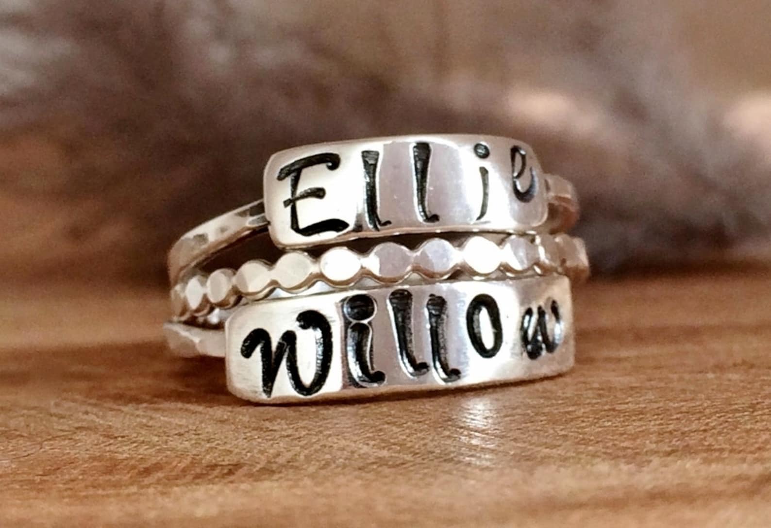 Stackable Name Rings - Sterling Silver - Name Rings - Personalized Ring ...