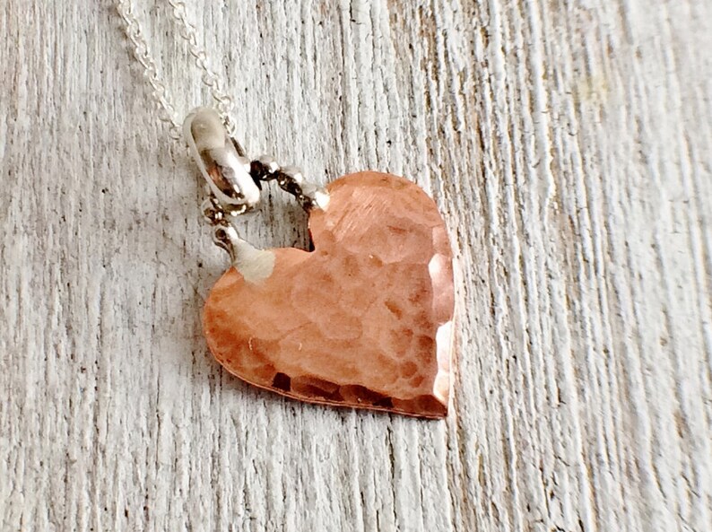 Tiny Copper Heart Necklace Copper Heart Pendant Gift for - Etsy