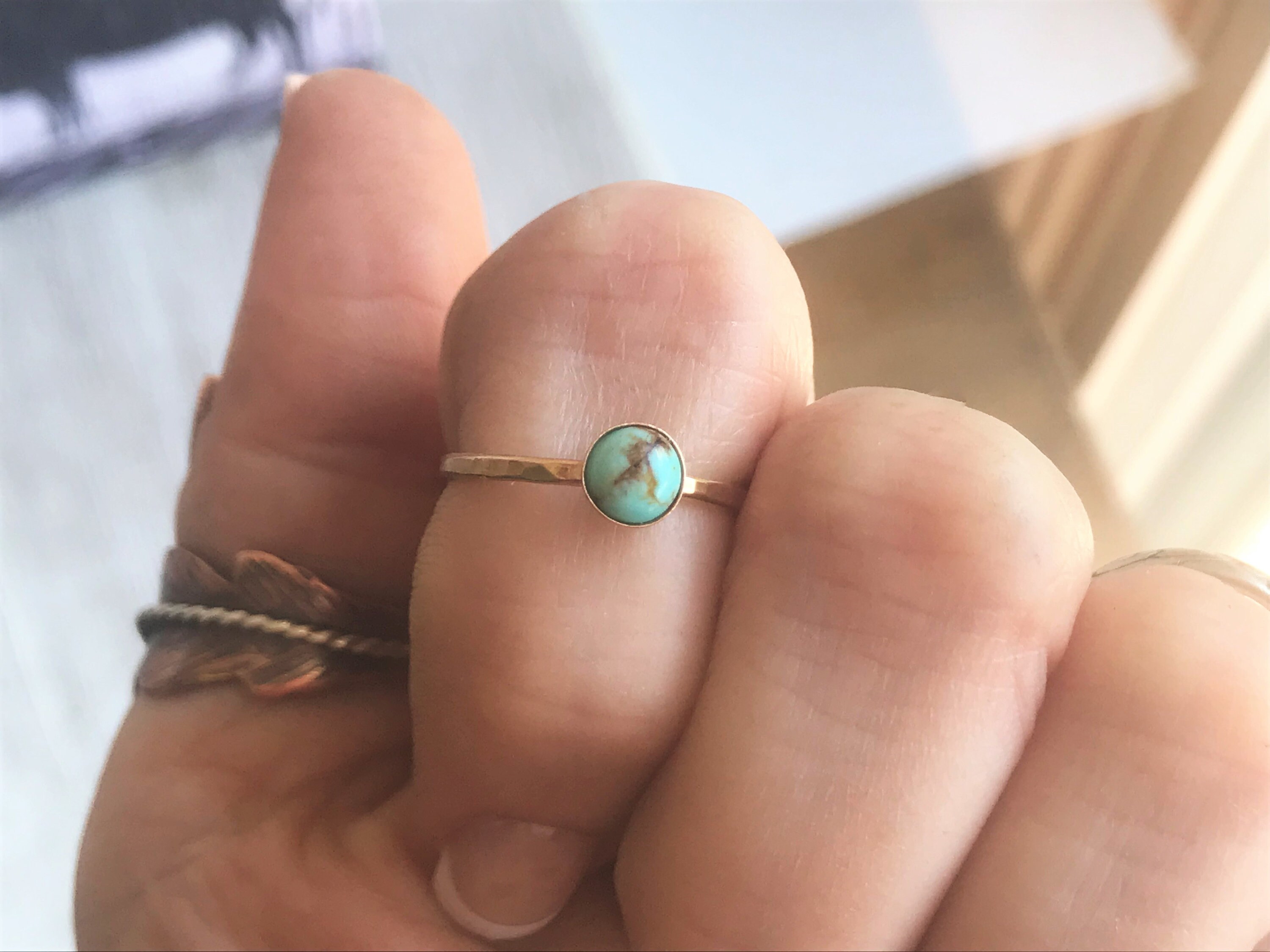 Turquoise Ring Gold Stackable Ring Gemstone Ring Real - Etsy