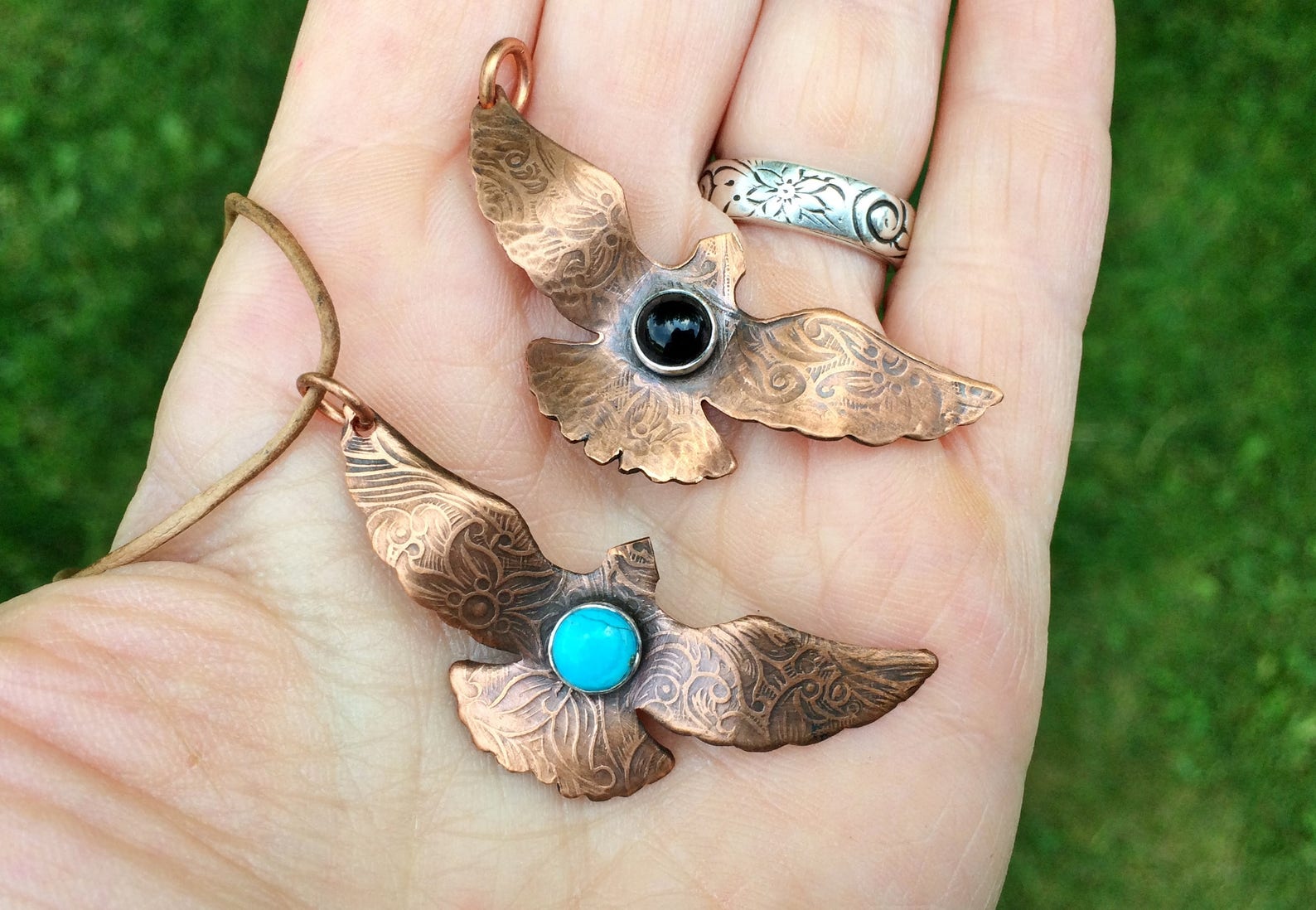 Soaring Hawk Necklace Copper and Turquoise Hawk Necklace - Etsy