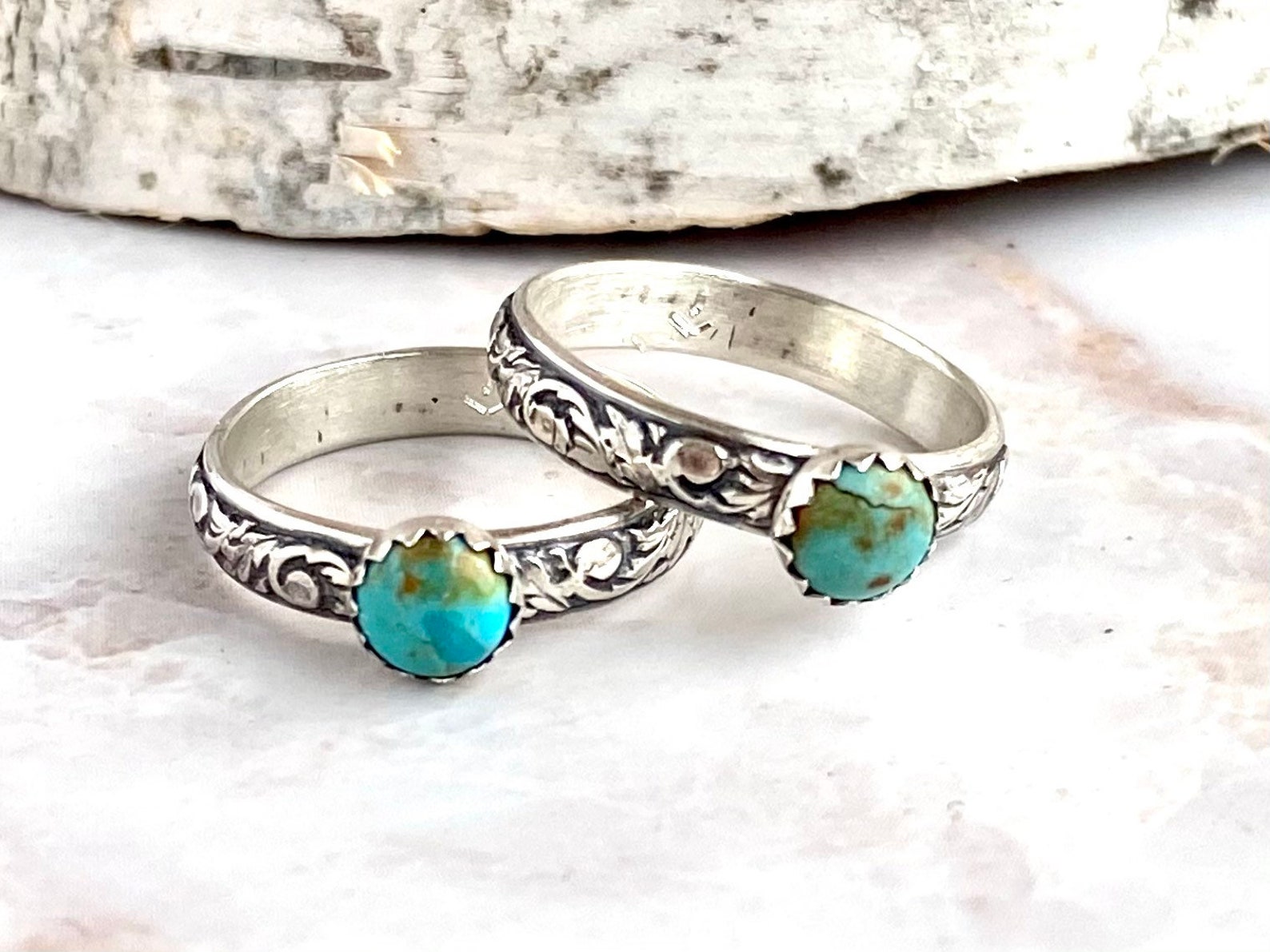 Stackable Turquoise Ring, Blue and Silver, Turquoise Ring, Turquoise ...