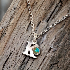 Letter Necklace Turquoise Letter Charm Sterling Silver Letter ...