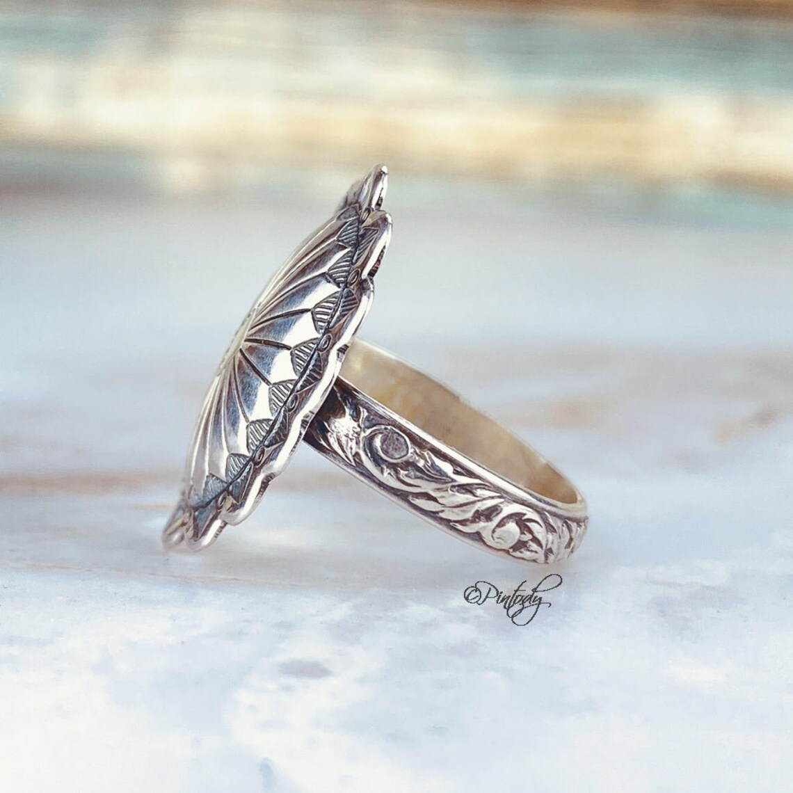 Big Concha Ring Sterling Silver Ring Statement Ring Western Ring ...