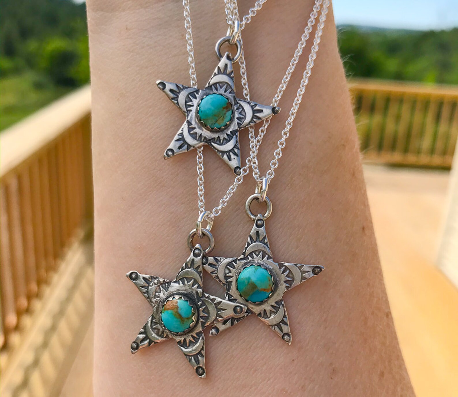 Turquoise Star Necklace Sterling Star Birthday Necklace - Etsy