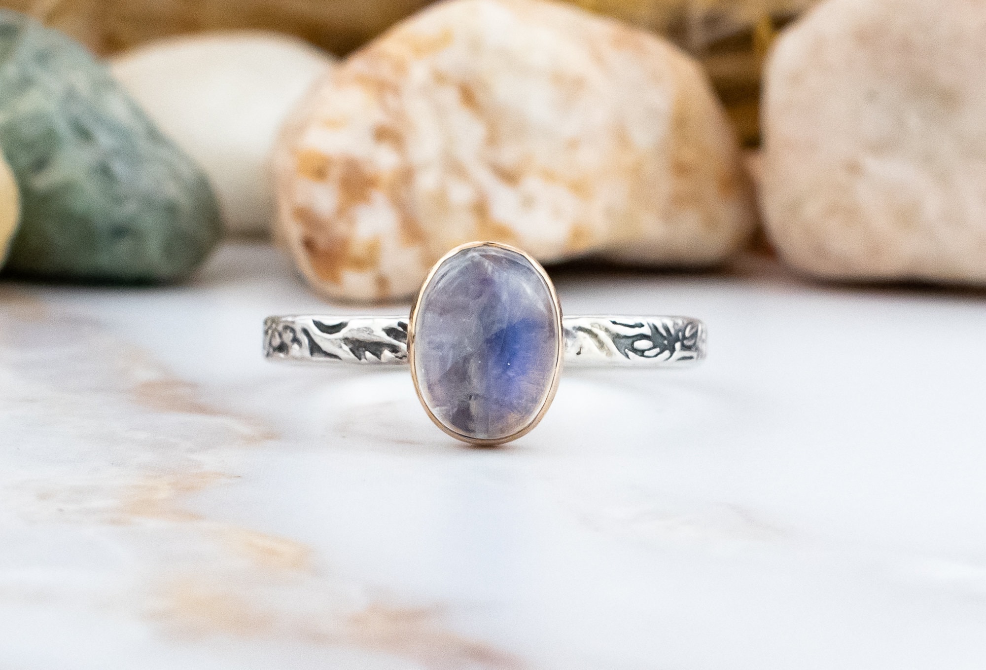 Rainbow Moonstone Ring Sterling Silver Moonstone Stacking | Etsy