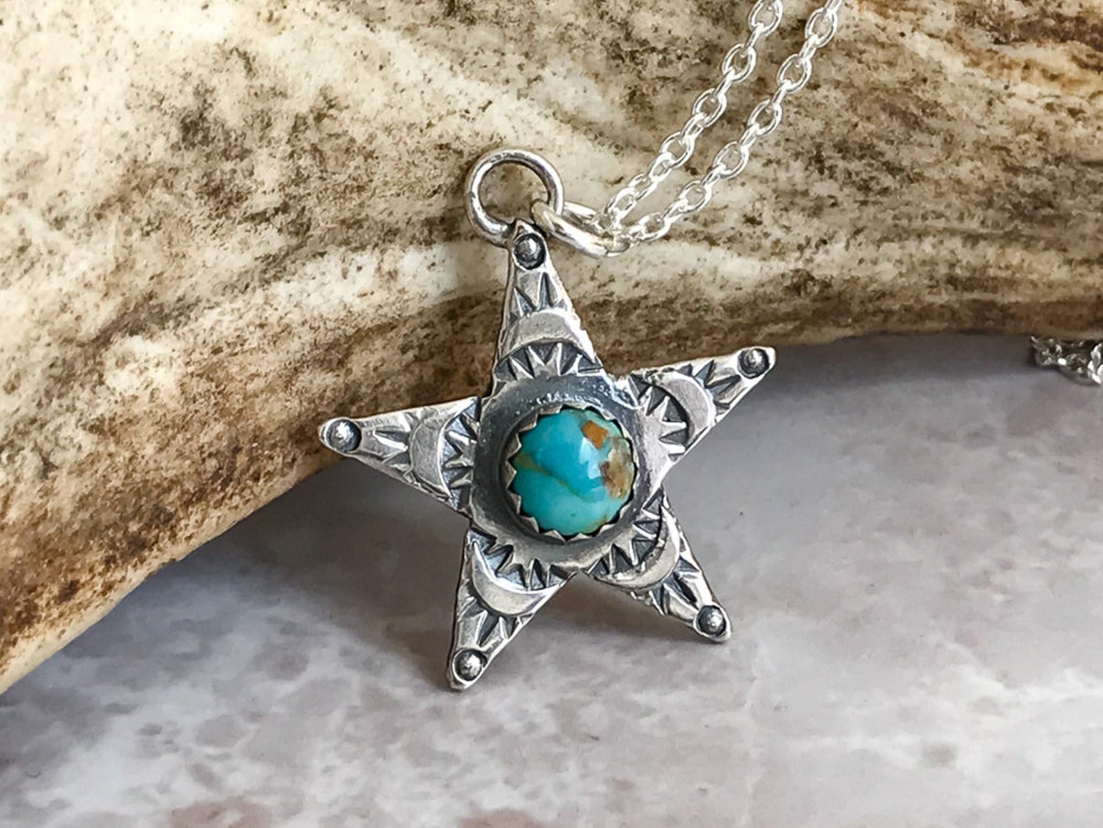 Turquoise Star Necklace Sterling Star Birthday Necklace - Etsy