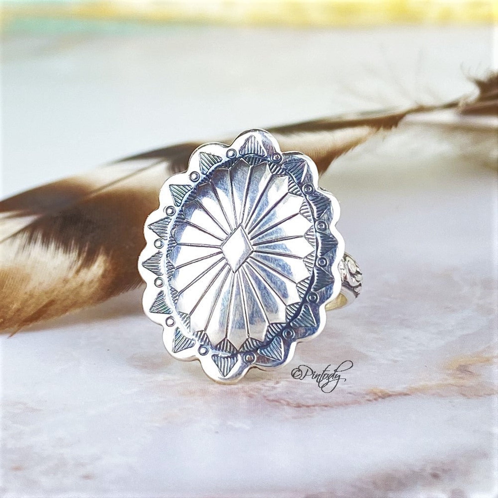 Big Concha Ring Sterling Silver Ring Statement Ring Western Ring ...