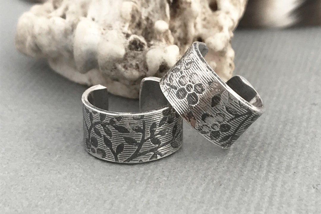 Sterling Silver Ear Cuff, , Silver, Floral Ear Cuf for Women, No Pierce ...