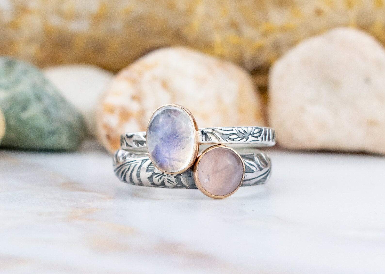 Rainbow Moonstone Ring Sterling Silver Moonstone Stacking - Etsy