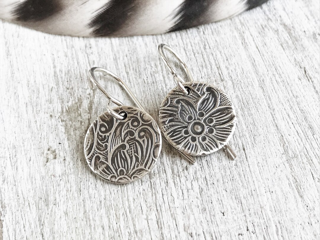 Rustic Sterling Silver Earrings for Women - Silver Dangle Earrings ...
