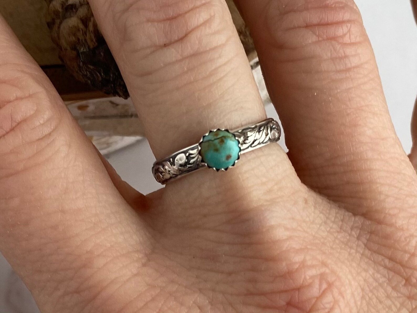 Stackable Turquoise Ring, Blue and Silver, Turquoise Ring, Turquoise ...