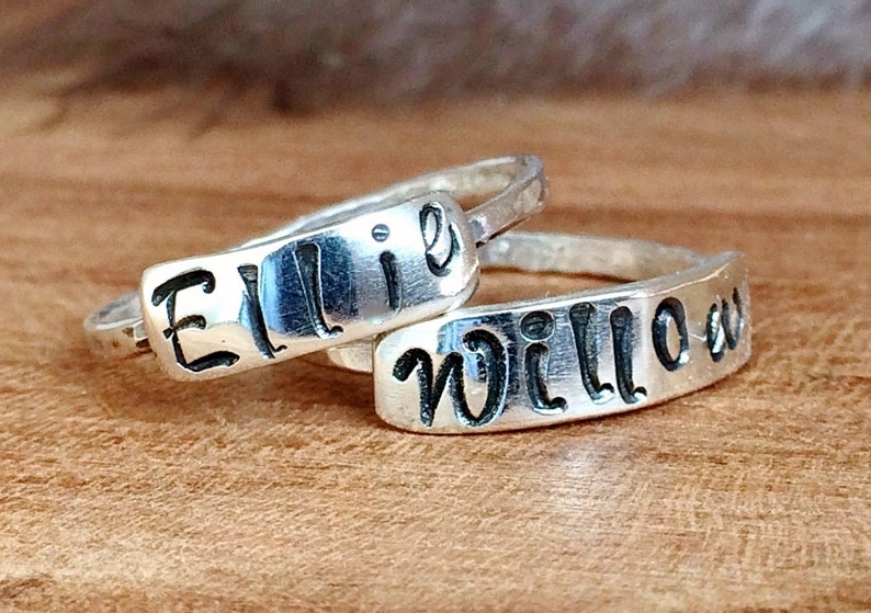 Stackable Name Rings - Sterling Silver - Name Rings - Personalized Ring ...