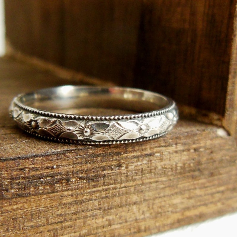 925 Floral Pattern Ring - Etsy