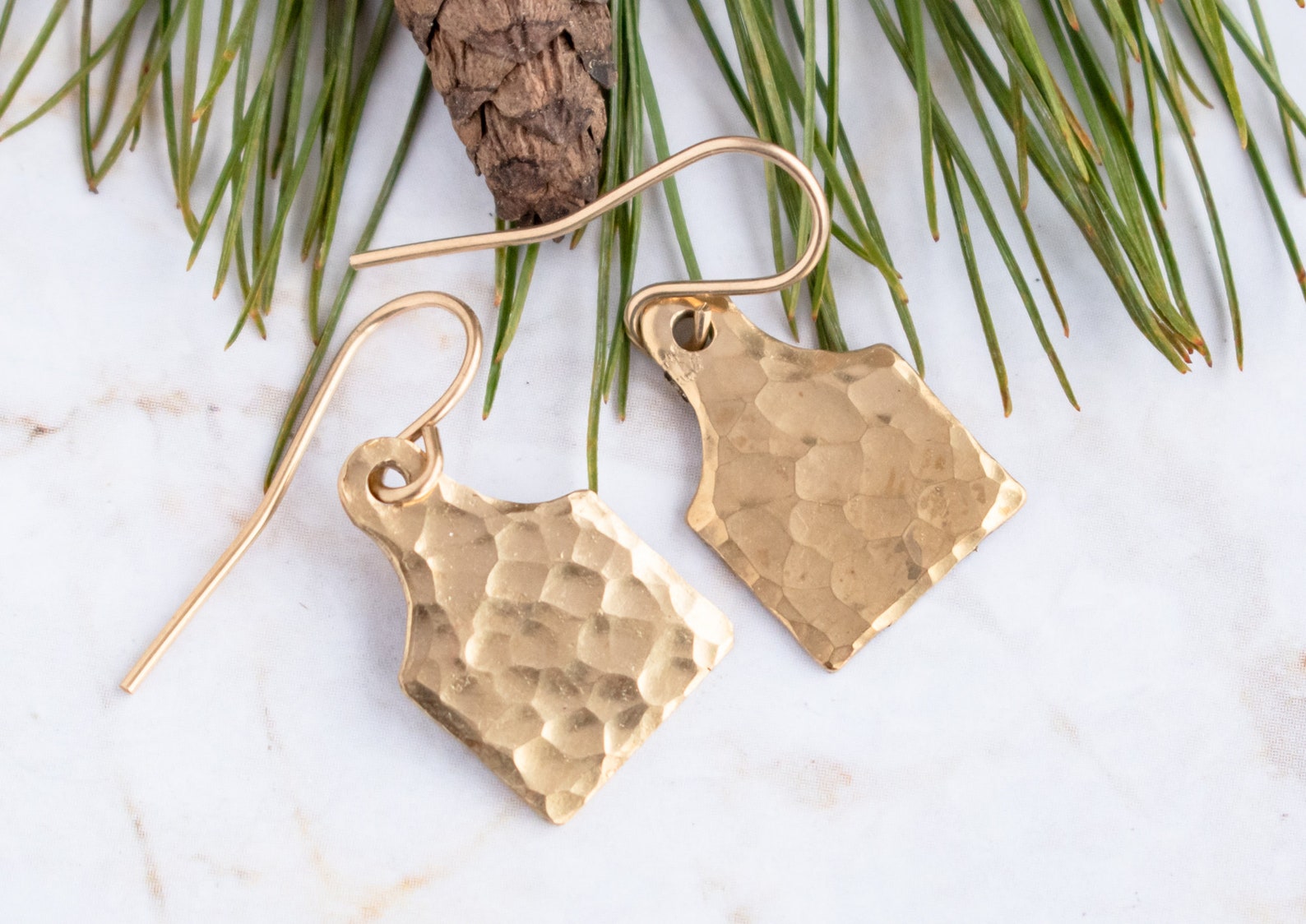 Tiny Cow Ear Tag Earrings Sterling Silver or Brass Western - Etsy