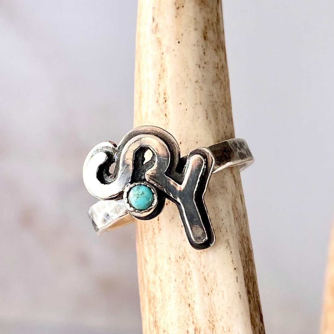 Cattle Brand Ring Turquoise Initial Ring Sterling Silver - Western ...