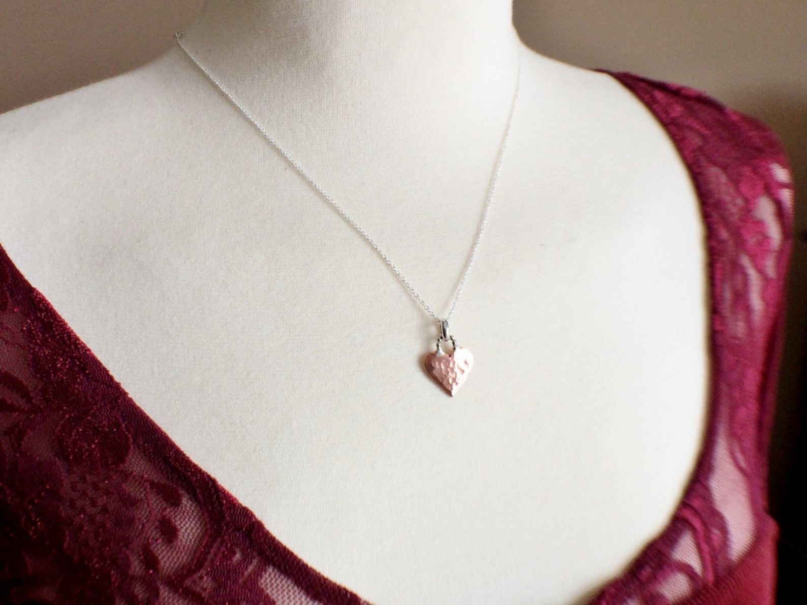 Tiny Copper Heart Necklace Copper Heart Pendant Gift for - Etsy