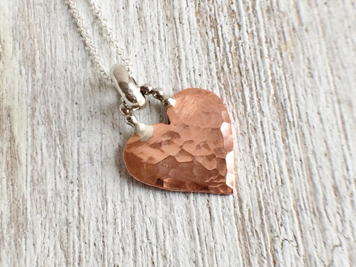 Tiny Copper Heart Necklace Copper Heart Pendant Gift for - Etsy