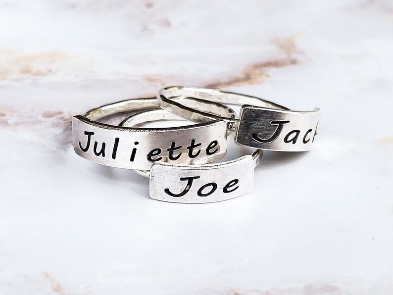 Stackable Name Rings - Sterling Silver - Name Rings - Personalized Ring ...