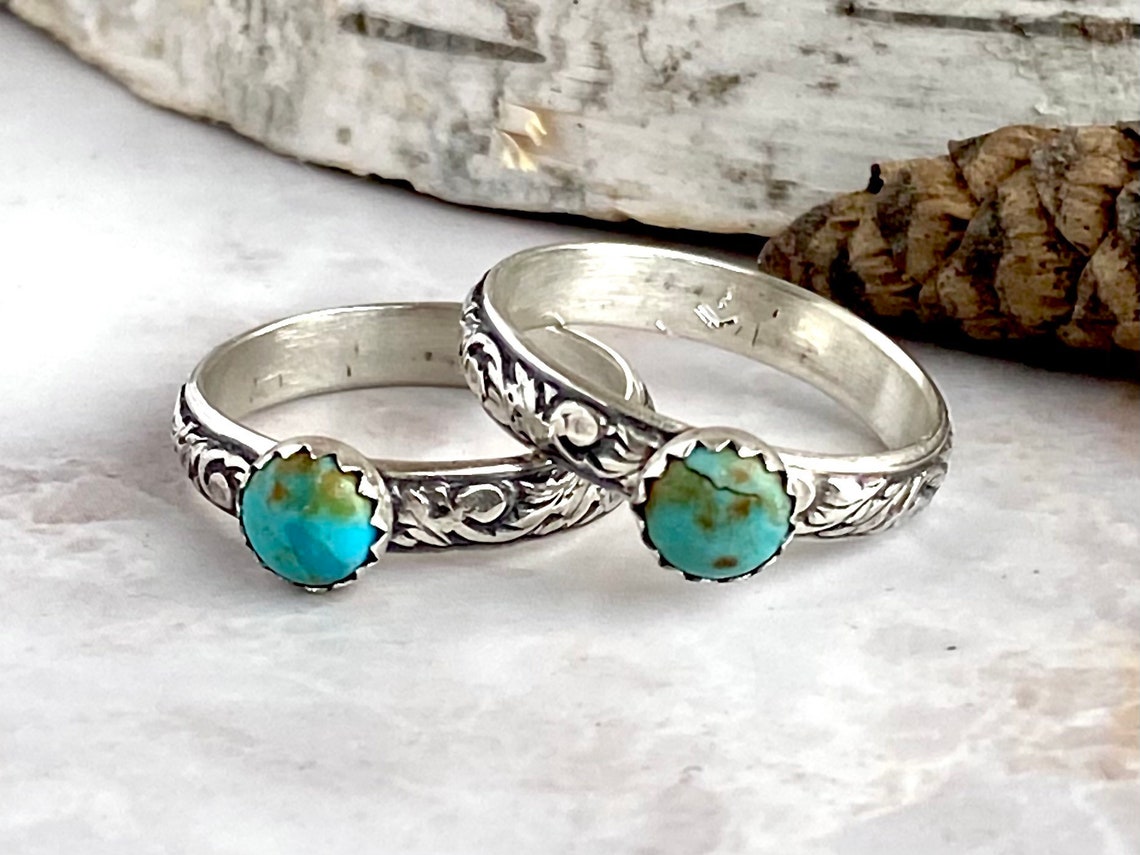 Stackable Turquoise Ring Blue and Silver Turquoise Ring - Etsy
