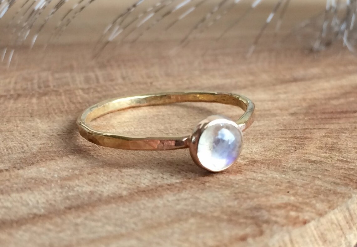 Rainbow Moonstone Ring Sterling Silver Moonstone Stacking | Etsy