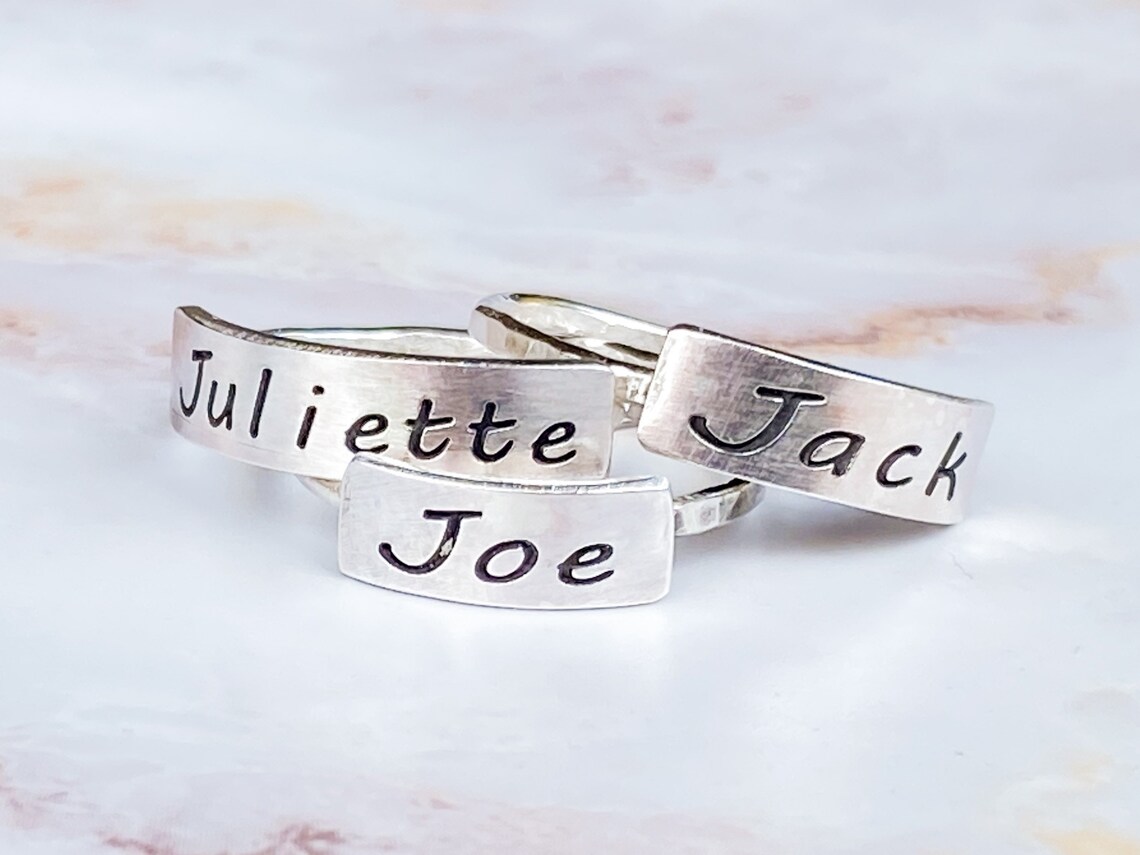 Stackable Name Rings - Sterling Silver - Name Rings - Personalized Ring ...