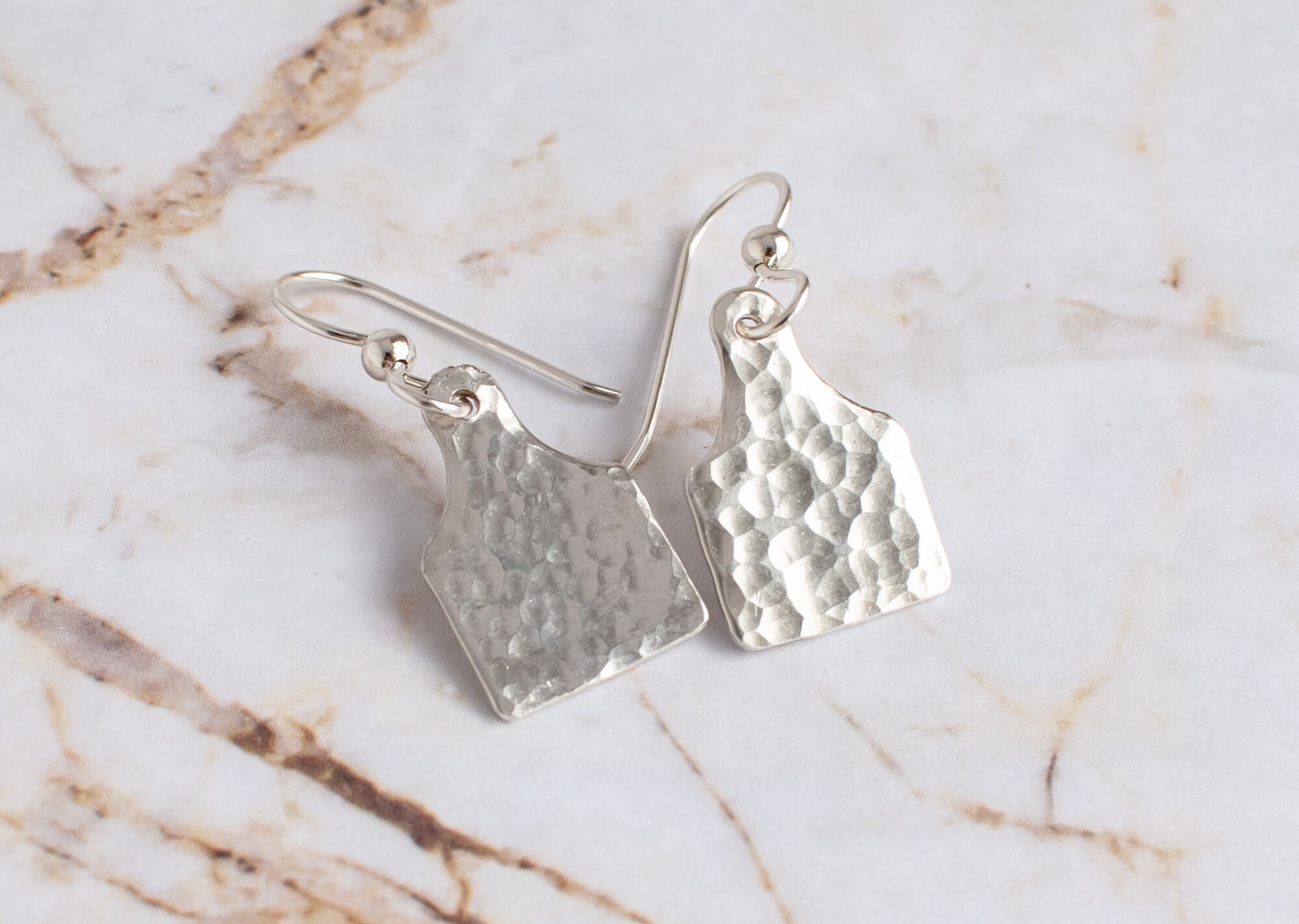 Tiny Cow Ear Tag Earrings Sterling Silver or Brass Western | Etsy