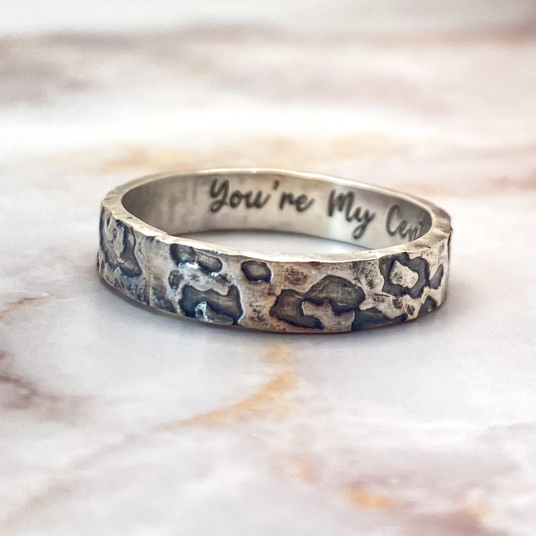 Engraved Ring Personalized Message Ring Leopard Print Sterling Silver ...
