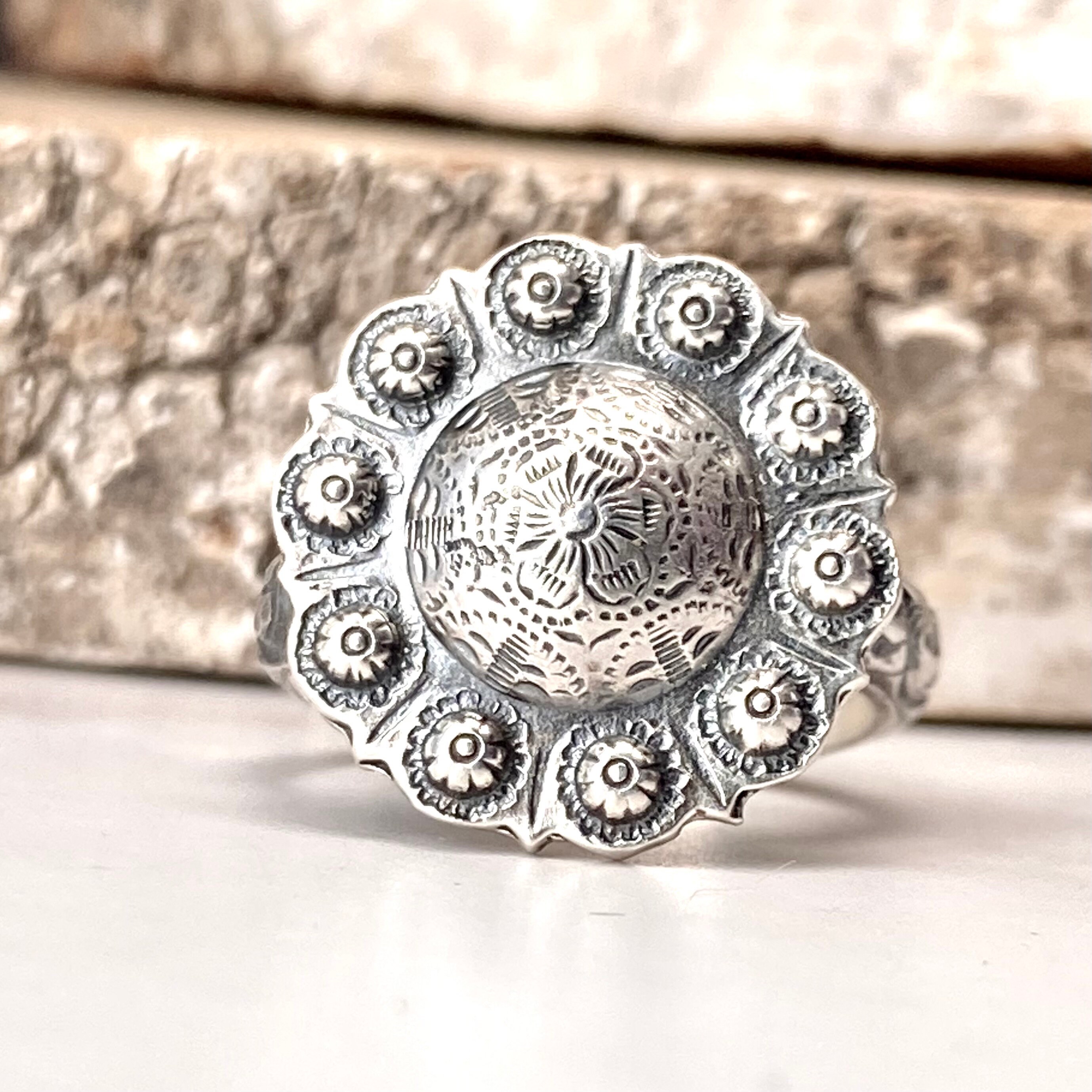 Concho Ring Sterling Silver Southwest Style Ring, Cowgirl Jewelry ...