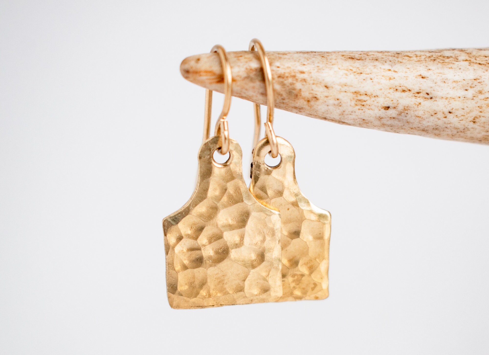 Tiny Cow Ear Tag Earrings Sterling Silver or Brass Western | Etsy