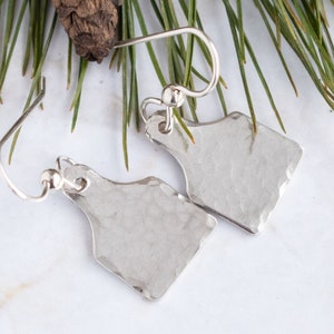 Tiny Cow Ear Tag Earrings Sterling Silver or Brass Western - Etsy