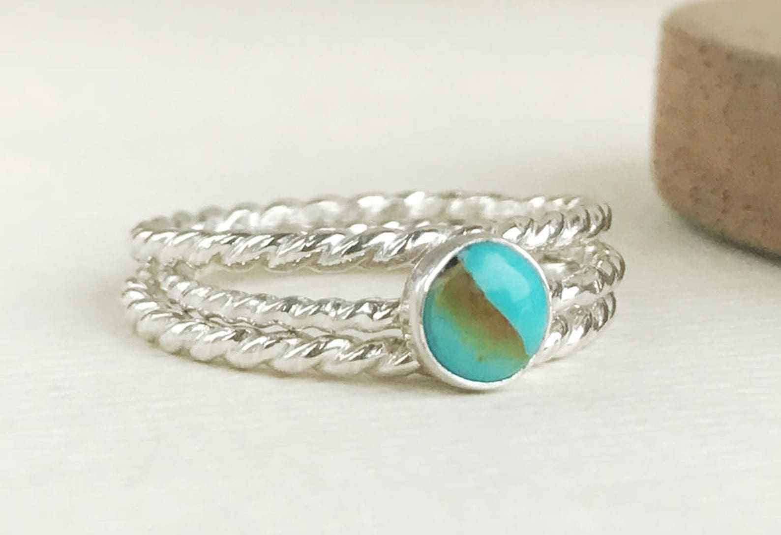 Turquoise Ring Sterling Silver Stacking Rings Dainty | Etsy