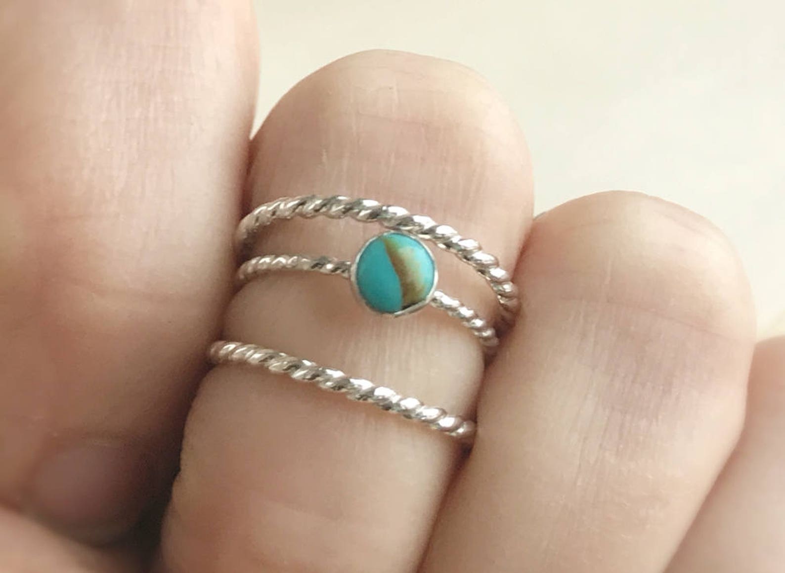 Turquoise Ring Sterling Silver Stacking Rings Dainty | Etsy