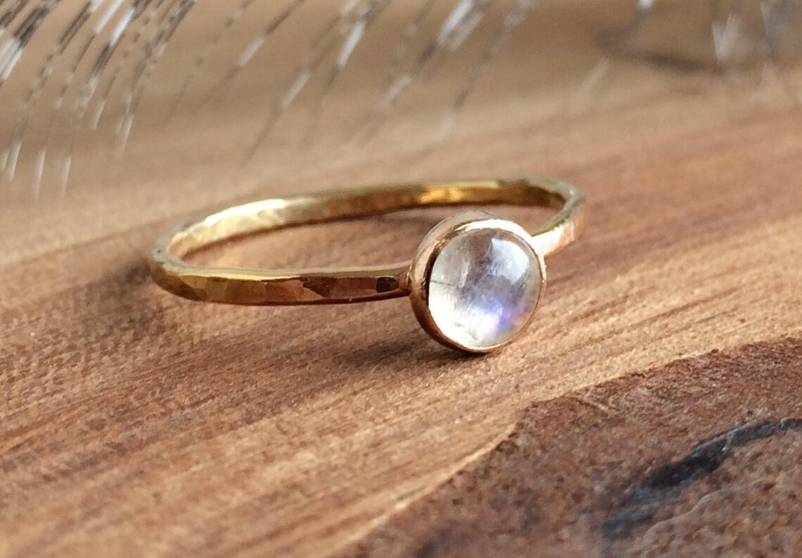 Rainbow Moonstone Ring Sterling Silver Moonstone Stacking | Etsy